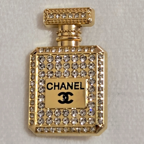 CHANEL | Jewelry | Chanel Stamped Zipperpull Gold Tone Perfume Bottle ...